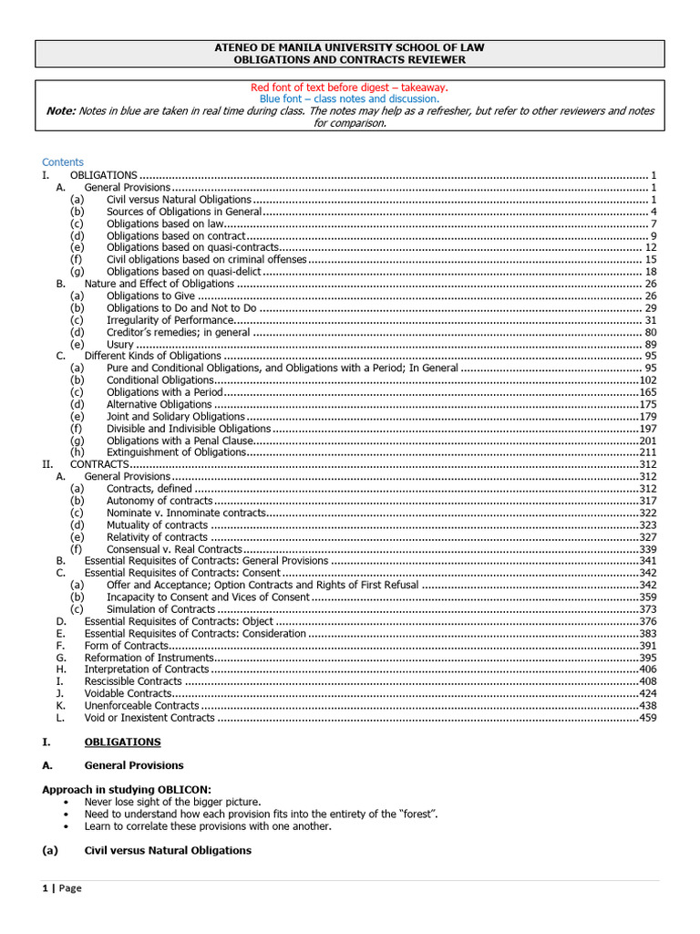 Oblicon Reviewer and Notes Repaired Converted | PDF | Law Of ...