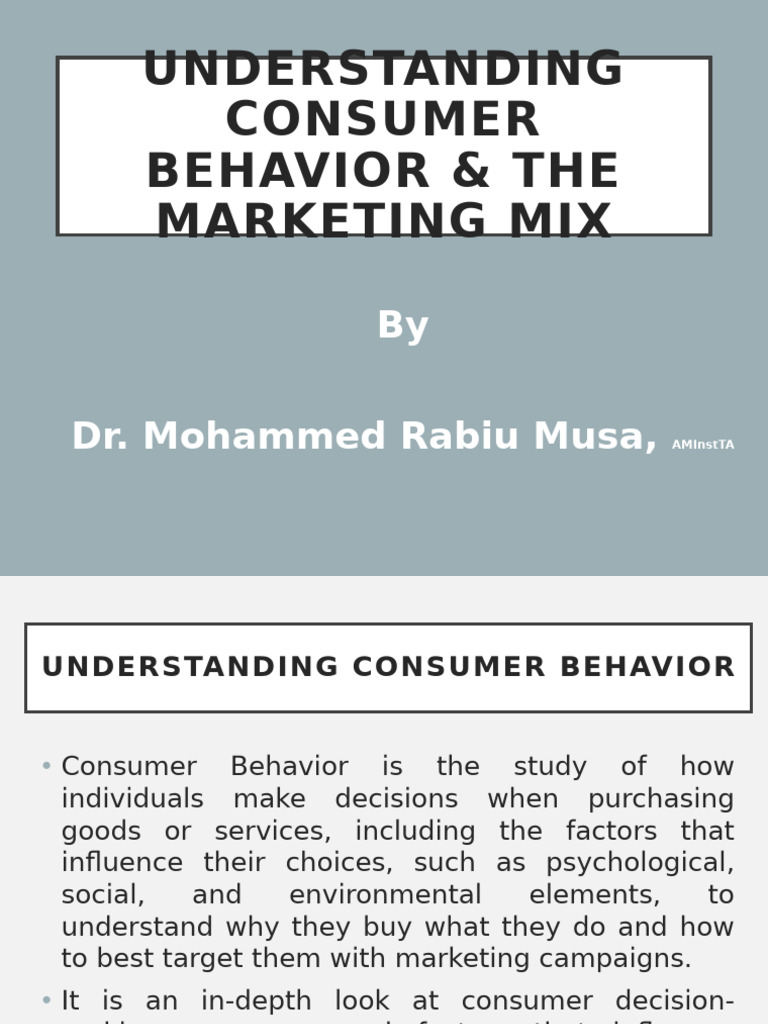 Understanding Consumer Behavior & Marketing Mix | PDF | Marketing ...