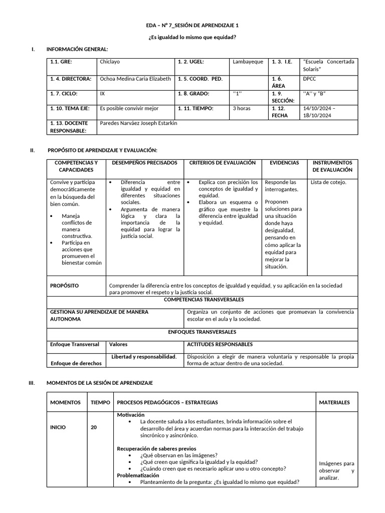 Sesion 1 DPCC Eda 7 | PDF | Aprendizaje | Maestros