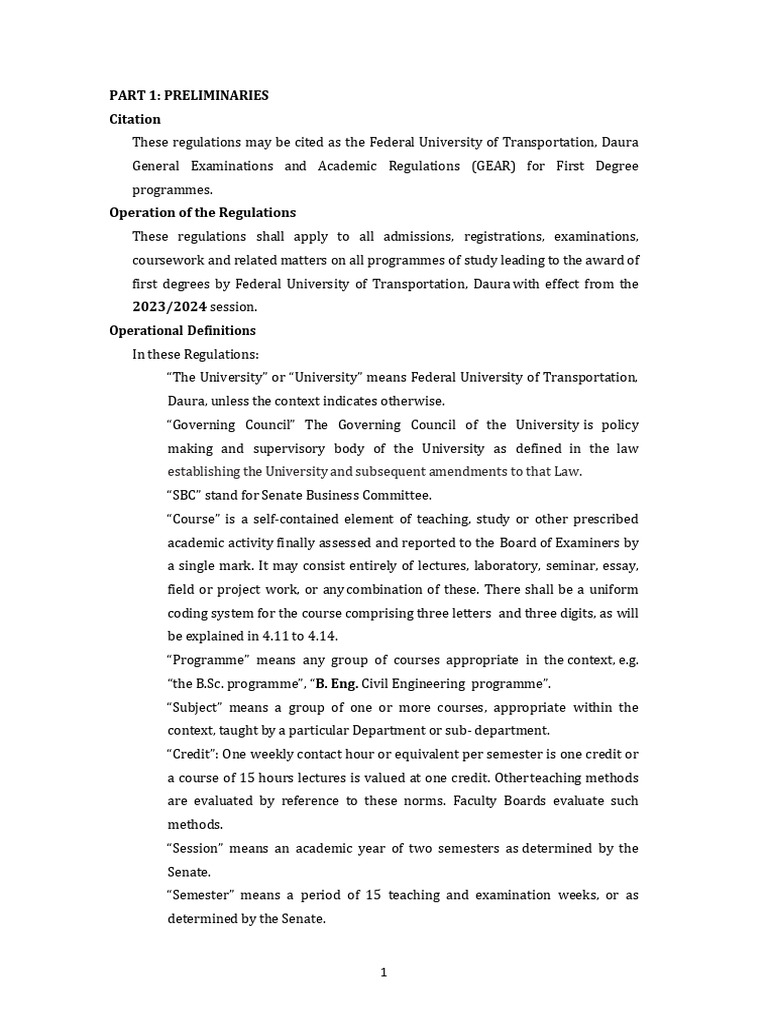 FUTA Admission and Examination Regulations | PDF | University And ...