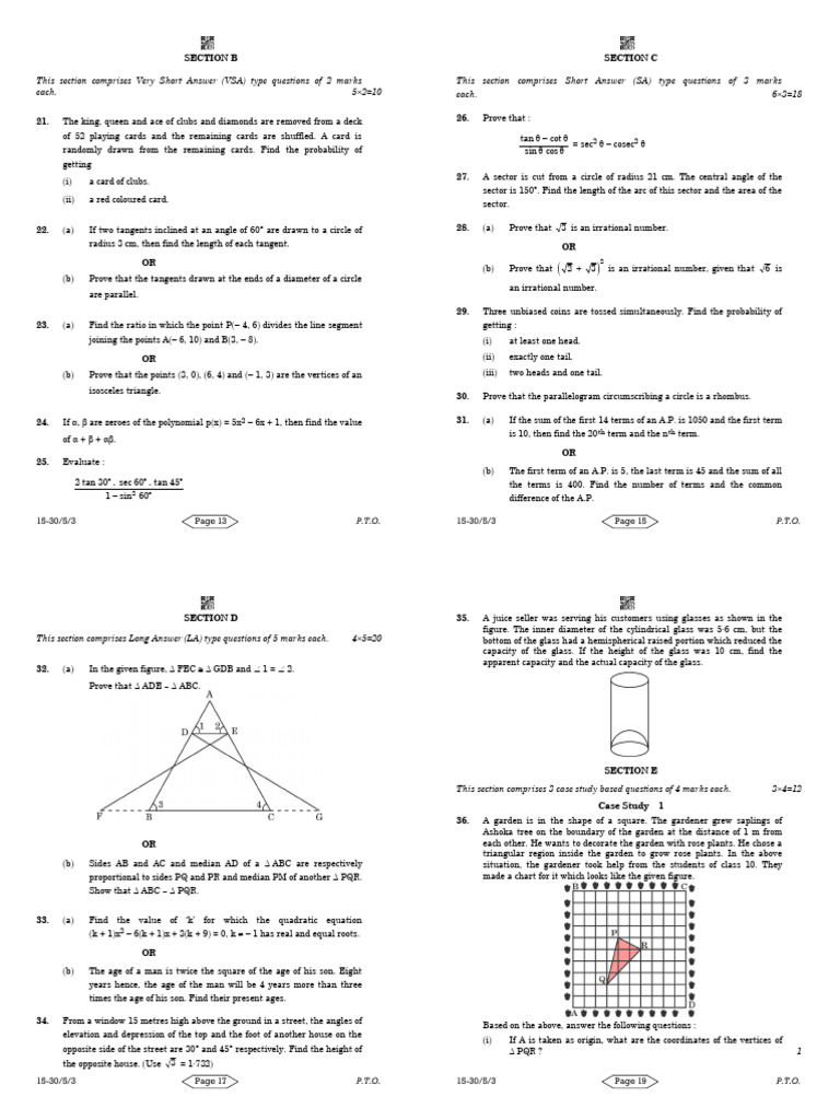 Math Probability and Geometry Questions | PDF | Circle | Trigonometric ...