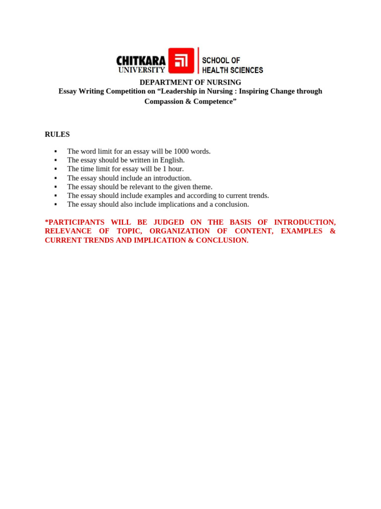 Rules of Essay Writting Competition | PDF