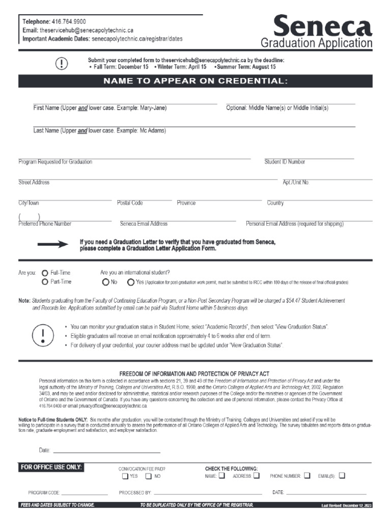 Graduation Application _ Forms | PDF