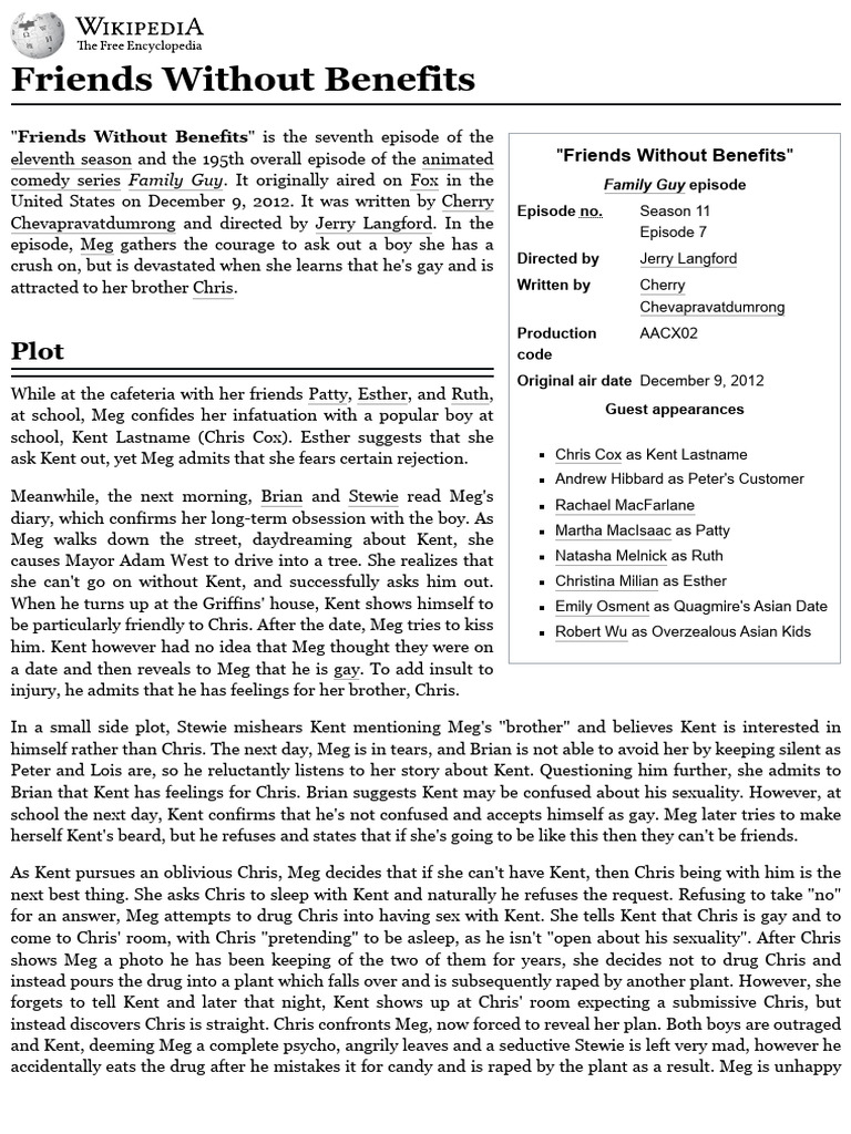 Friends Without Benefits - Wikipedia | PDF | Television Series ...