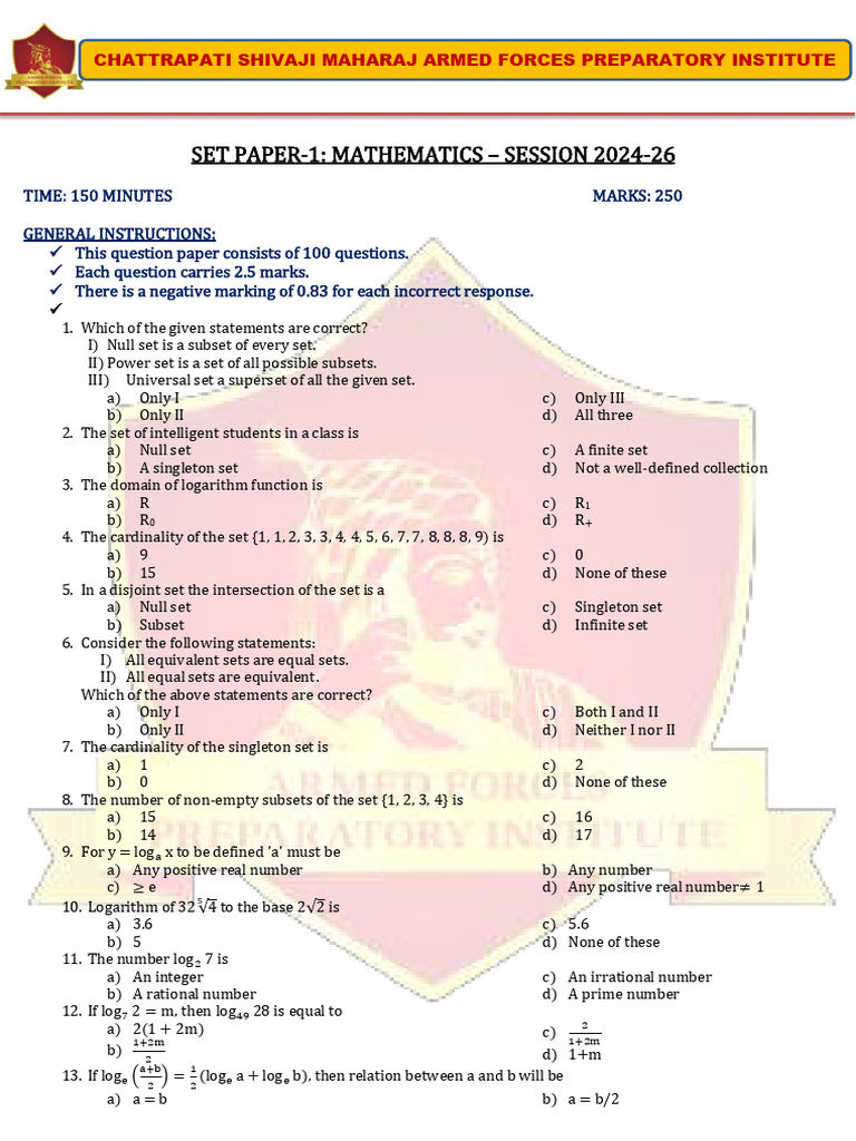 SET PAPER-01 - Copy Doubts | PDF | Logarithm | Numbers