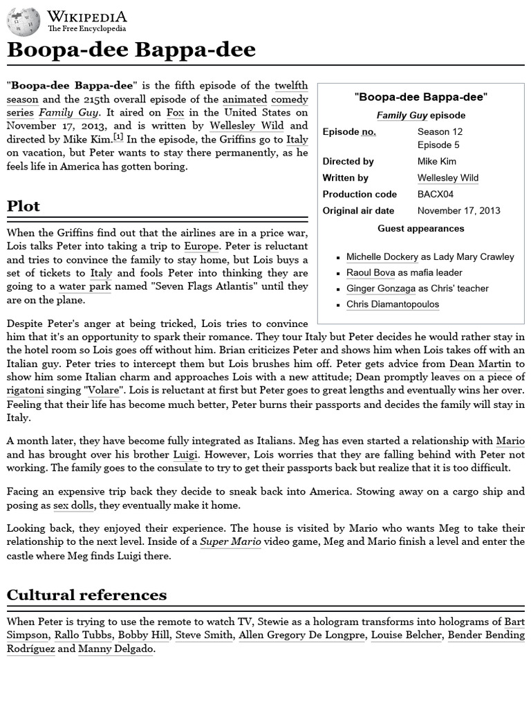 Boopa-Dee Bappa-Dee - Wikipedia | PDF | American Television Episodes | Television Episodes