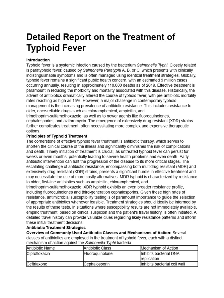 Typhoid Treatment - Detailed Report | PDF | Antimicrobial Resistance | Dose (Biochemistry)