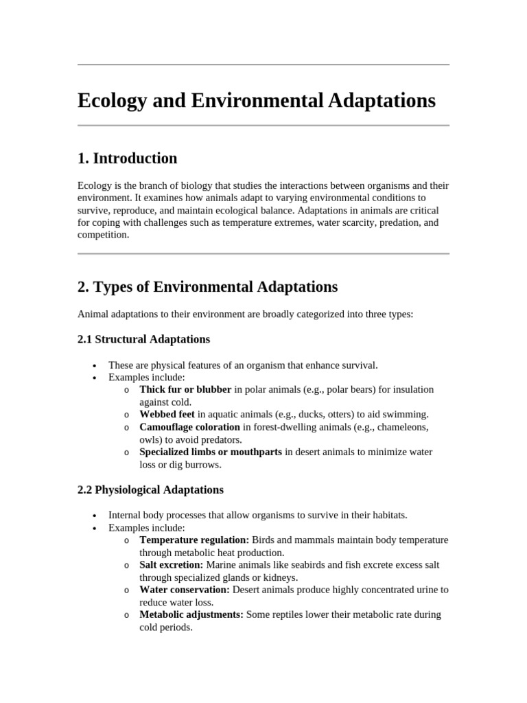 Ecology and Environmental Adaptations | PDF | Ecology | Thermoregulation