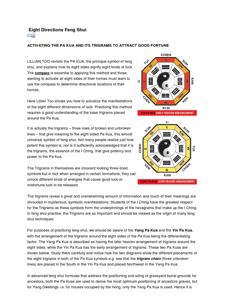 Eight Directions Feng Shui | PDF | Feng Shui | Yin And Yang