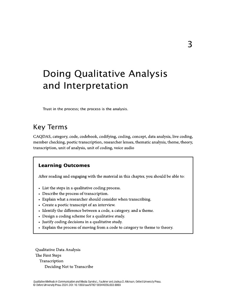 Chapter 3 - Doing Qualitative Analysis and Interpretation | PDF