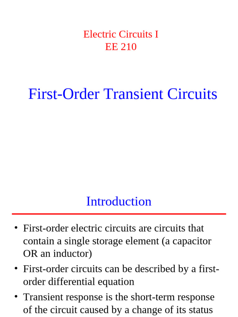 First-Order Circuit Transient Analysis | PDF | Electrical Network ...