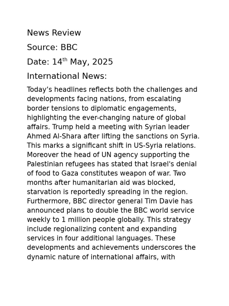 Global News Highlights: May 2025 | PDF