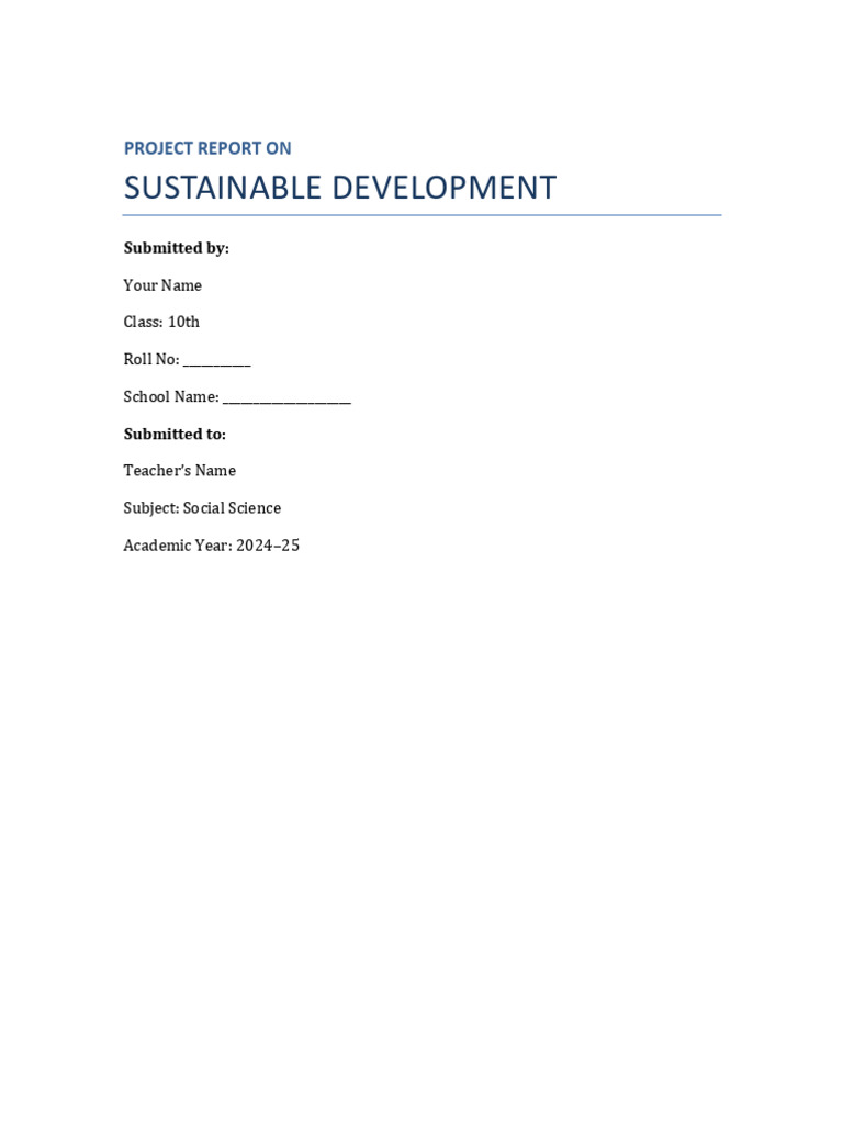 Class 10 Sustainable Development Project | PDF | Sustainability ...