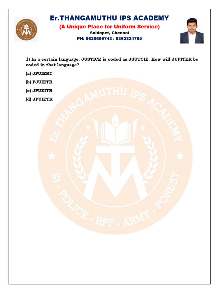 Coding and Decoding @er - Thangamuthu Class | PDF | Rectangle | Geometric Objects