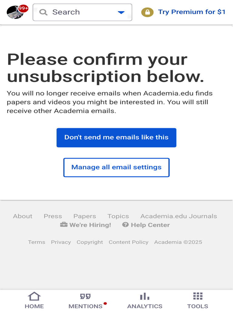 (99+) Academia.edu Confirm Unsubscribe | PDF