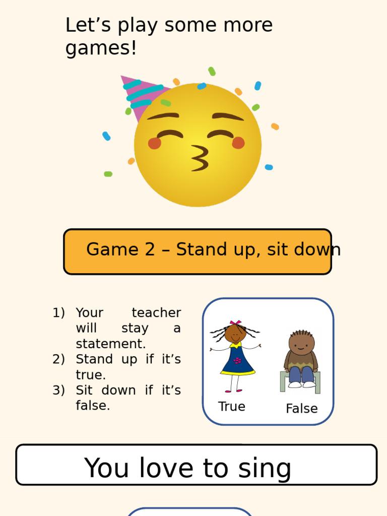 Game 2 Powerpoint Stand Up Sit Down | PDF