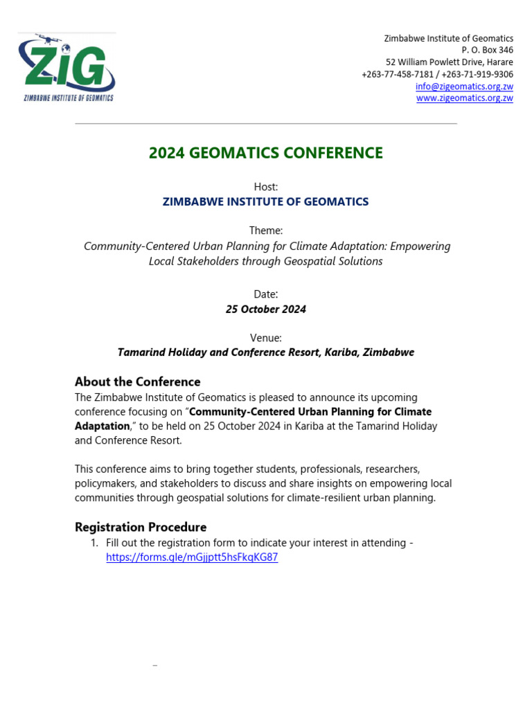 Geomatics Conference 2024 Details and Information Pack | PDF