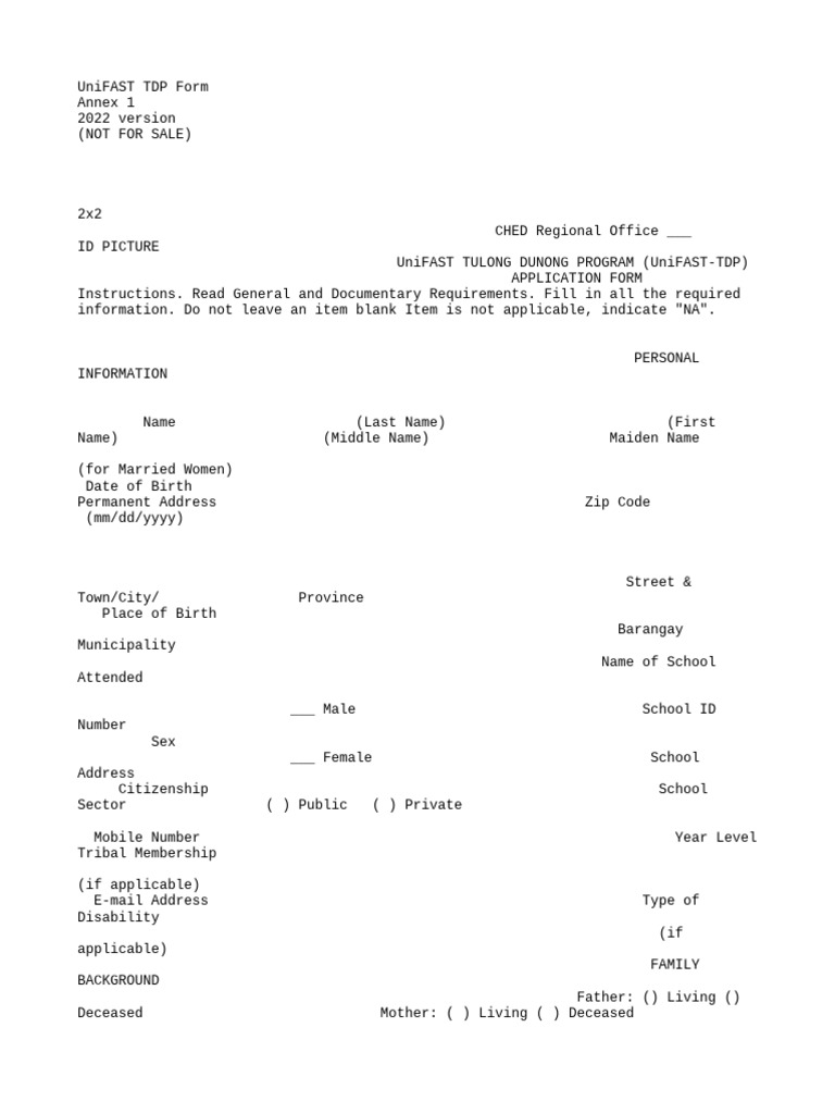 TDP Application Form 2 | PDF