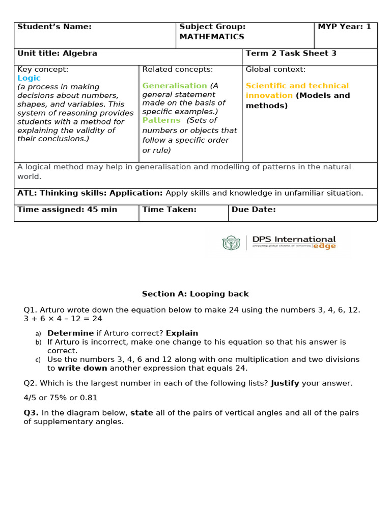 MYP 1 Term 2 Tasksheet 3 | PDF | Cipher | Encryption