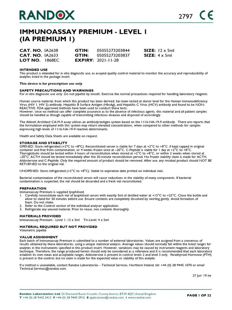 Inserto Randox | PDF | Infection | Hepatitis C