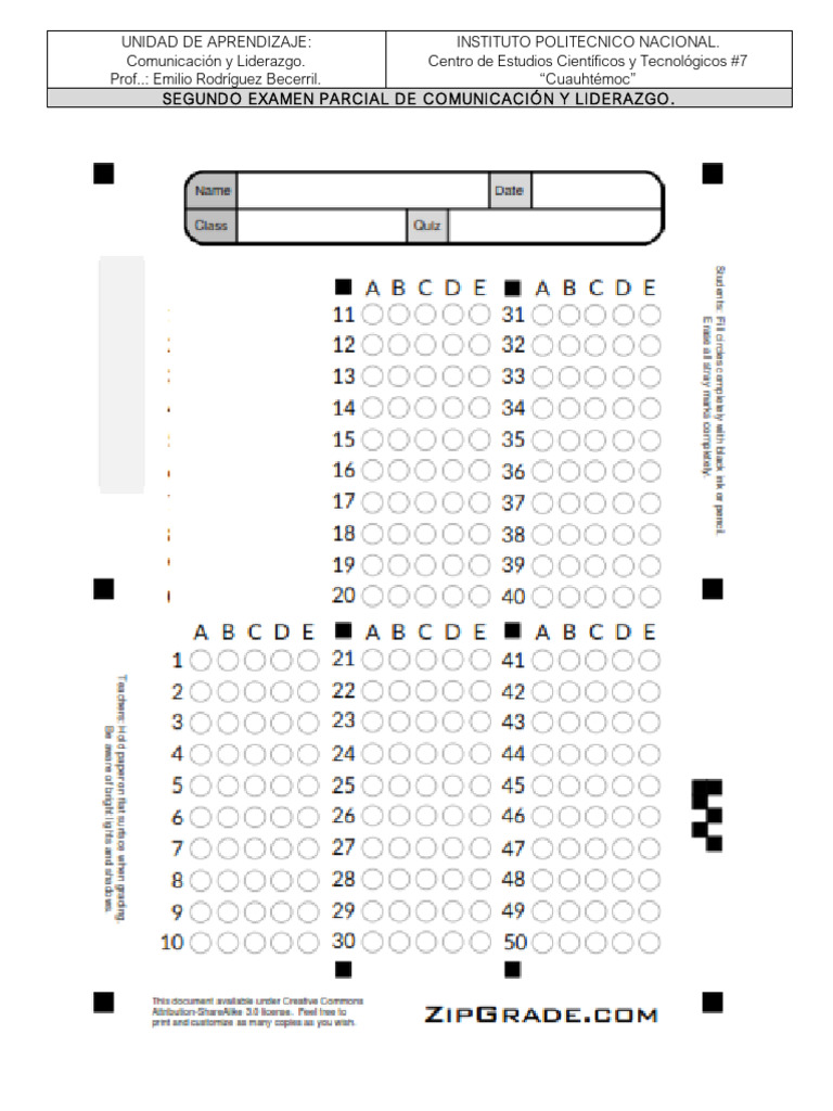 Zipgrade 50 Reactivos Cyl | PDF