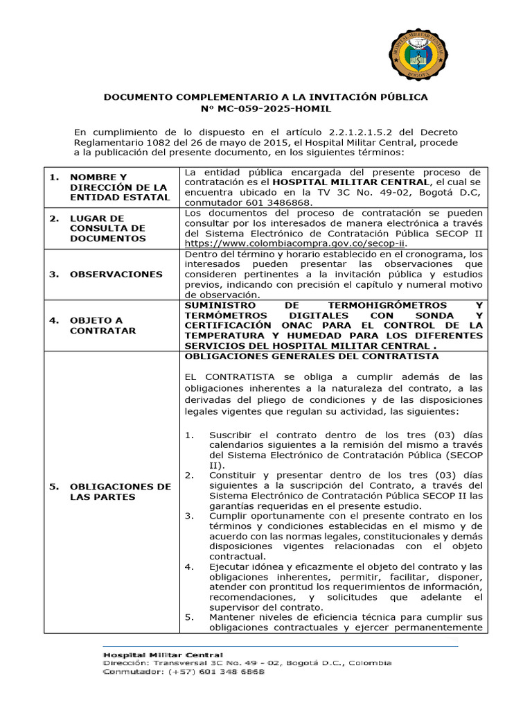 Documento Adicional Minima Cuantia 059-2025 | PDF | Hospital