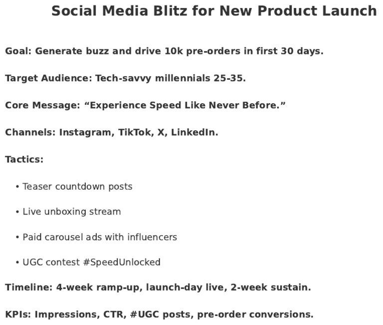 Social Media Blitz for Product Launch | PDF