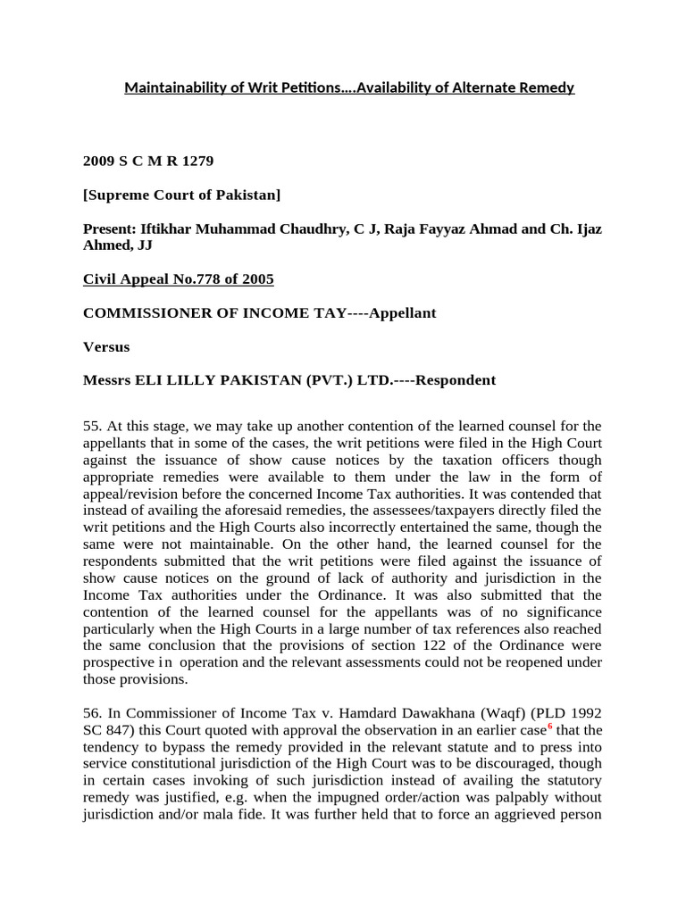 Writ Petitions and Alternate Remedies | PDF | Appeal | Certiorari