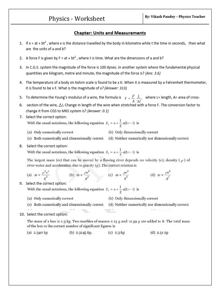Class XI Sci Summer Vacation Holiday Homework | PDF
