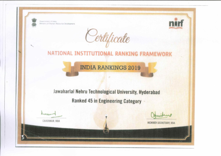 NIRF 2019 Certificate | PDF