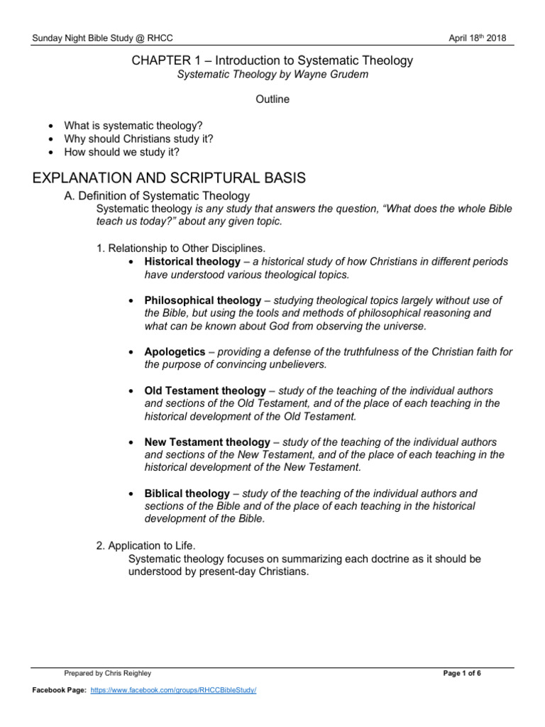 Systematic Theology - CHAPTER 1 | PDF | Bible | Theology