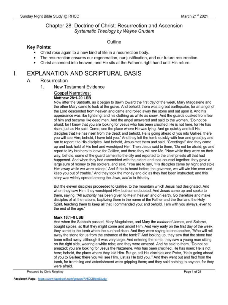 Systematic Theology - Chapter 28 | PDF | Jesus | Resurrection Of Jesus
