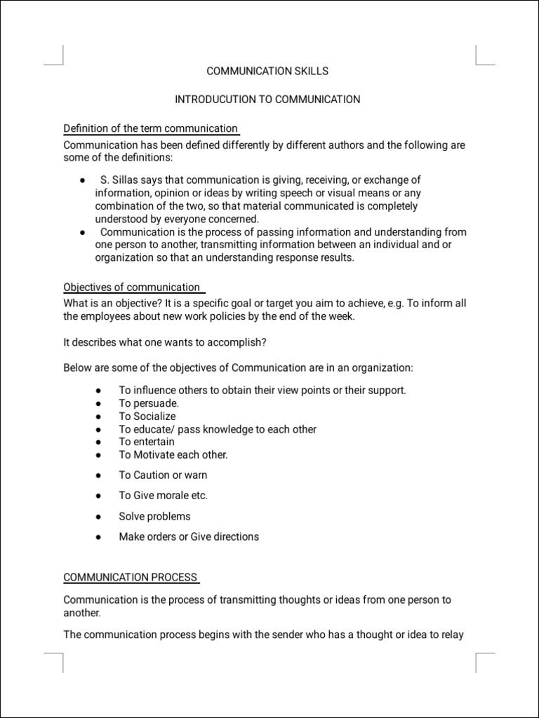 Communication Skills Overview and Principles | PDF | Communication ...