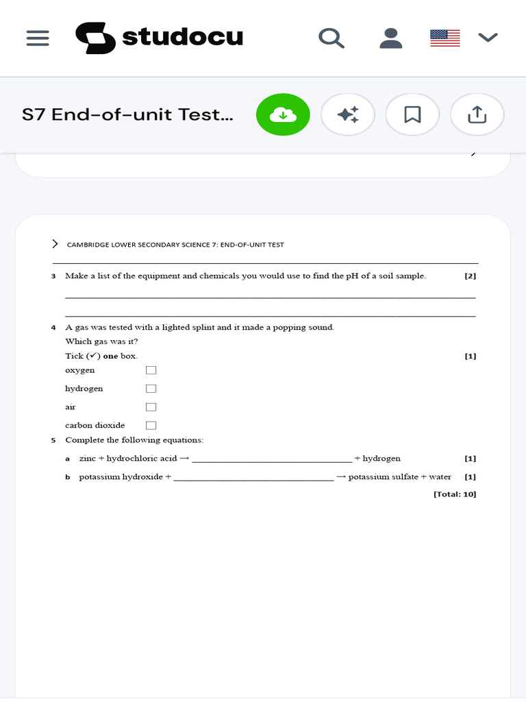End-of-Unit Test for Science 7 | PDF