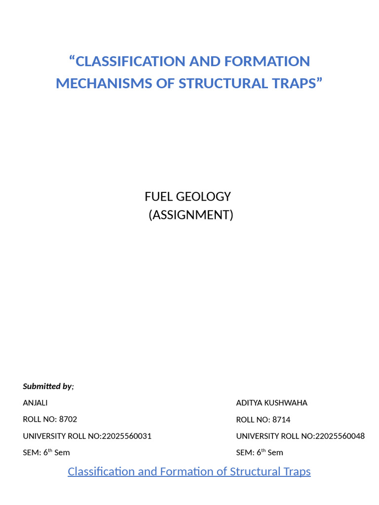 Classification and Formation Mechanisms of Structural Traps | PDF ...