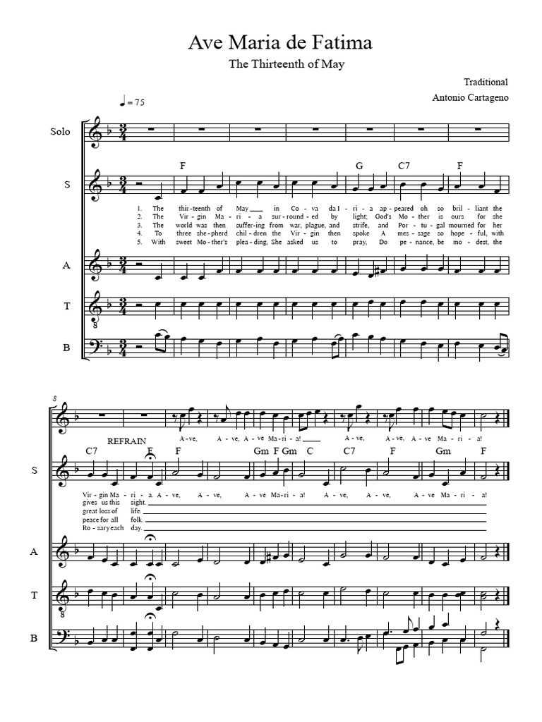 Ave Maria de Fatima Lyrics | PDF | Religious Belief And Doctrine