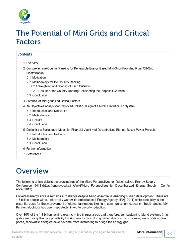 Mini Grids for Rural Electrification Insights | PDF | Electrification ...