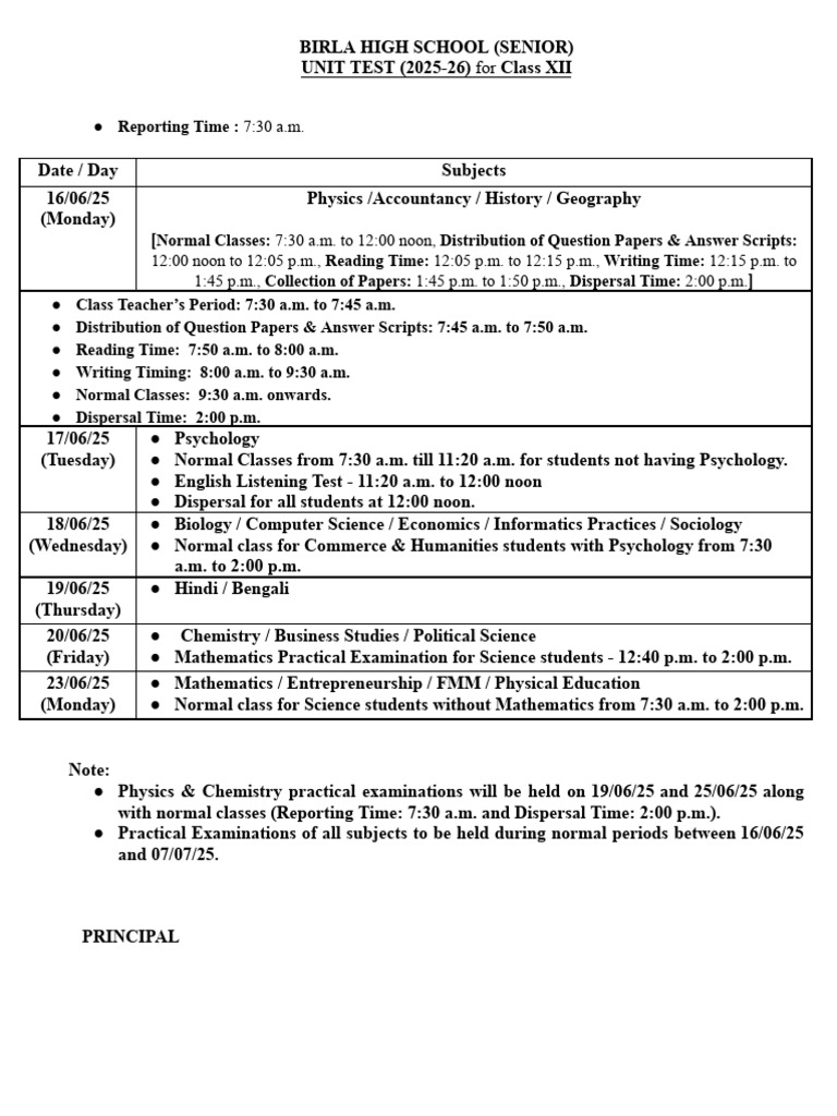 2025 XII Unit Test | PDF