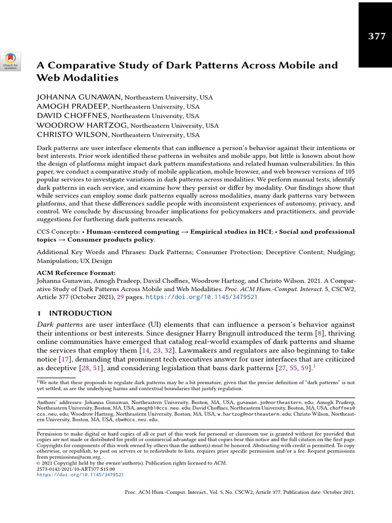 Comparative Study On Dark Patterns in Mobile Apps | PDF | Mobile App ...