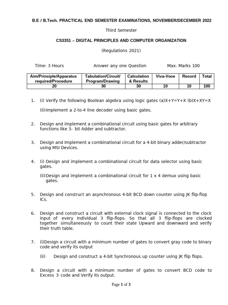 CS3351 Set1 | PDF | Logic Gate | Electronic Engineering
