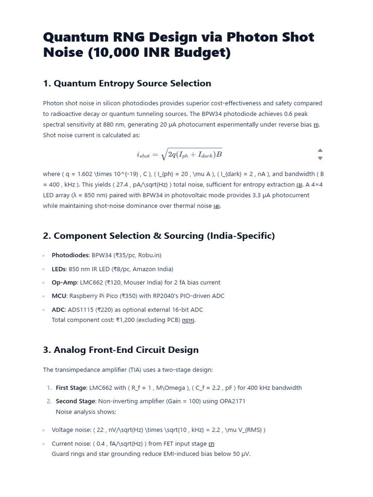 Quantum RNG Design with Photon Noise | PDF | Analog To Digital ...