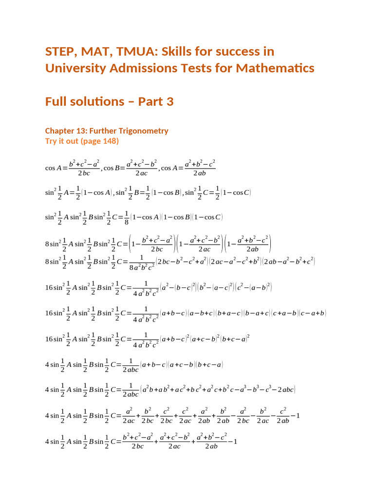 Hodder-Textbook 323315 Step Mat Tmua Skills Chapters-13-16-Solutions-Upd | PDF | Geometry | Angle