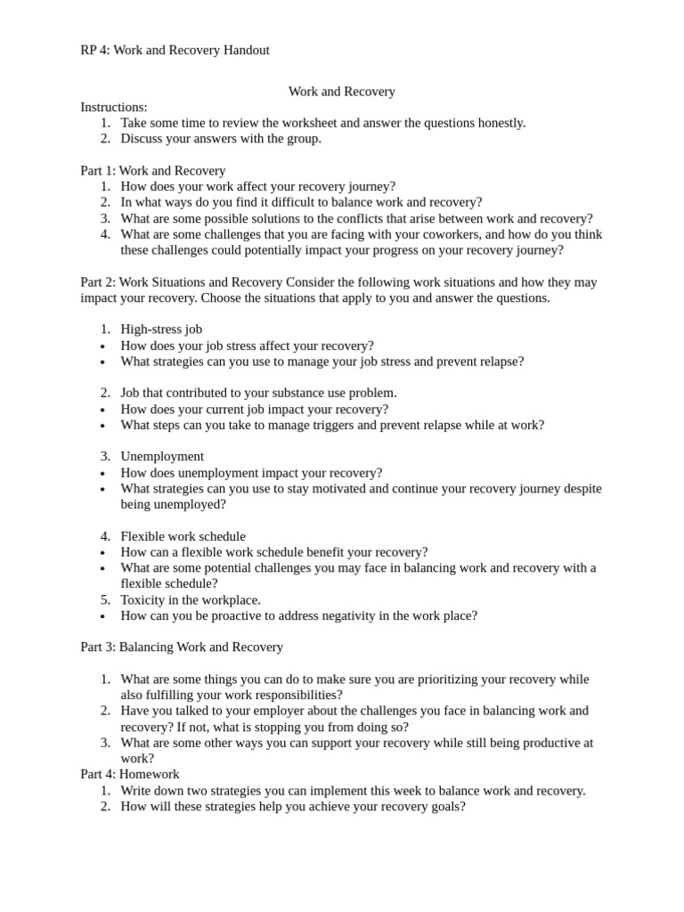 3-Work and Recovery Handout | PDF