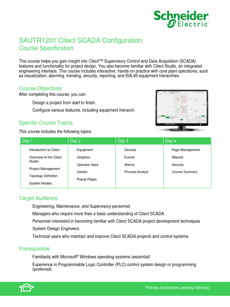 SAUTR1201 Citect SCADA Configuration Course Specification | PDF | Scada | Programmable Logic ...