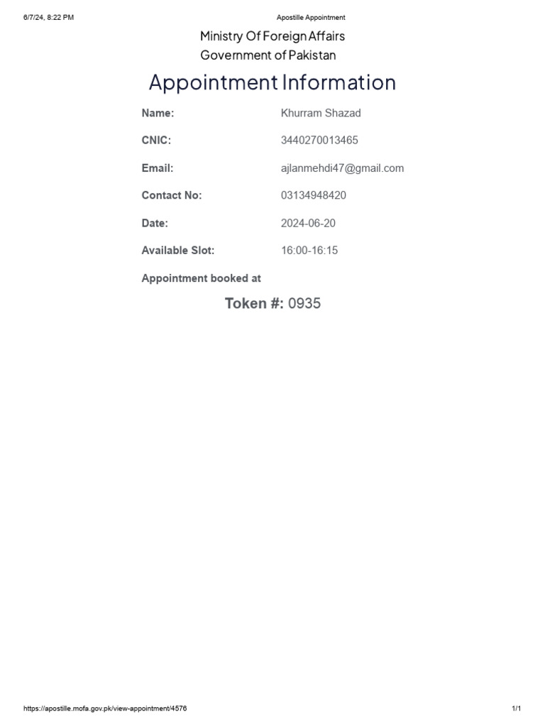 Apostille Appointment | PDF