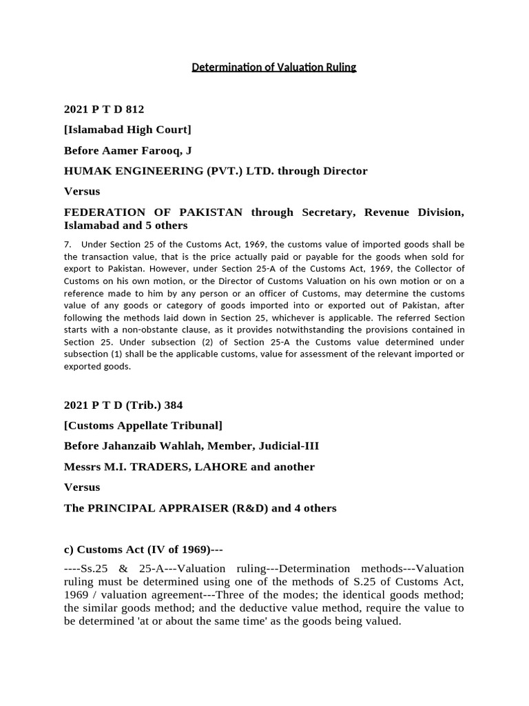 Customs Valuation Ruling Analysis | PDF | Real Estate Appraisal | Customs