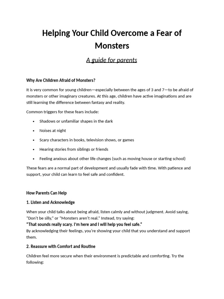Help Kids Overcome Monster Fears | PDF | Fear | Behavioural Sciences