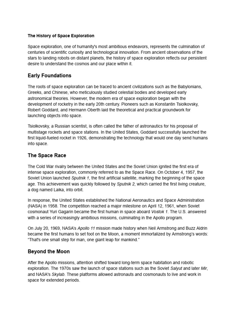 History of Space Exploration | PDF | Nasa | Space Exploration