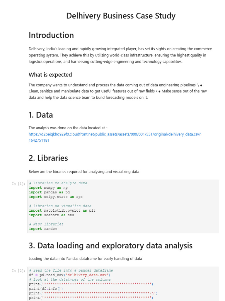 Delhivery Case Study Compressed | PDF | Data Analysis | Statistics