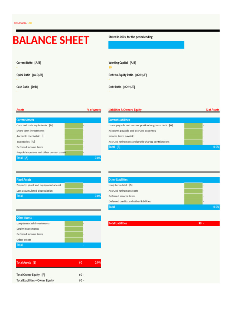 Balance Sheet Template 08 | PDF | Equity (Finance) | Deferral